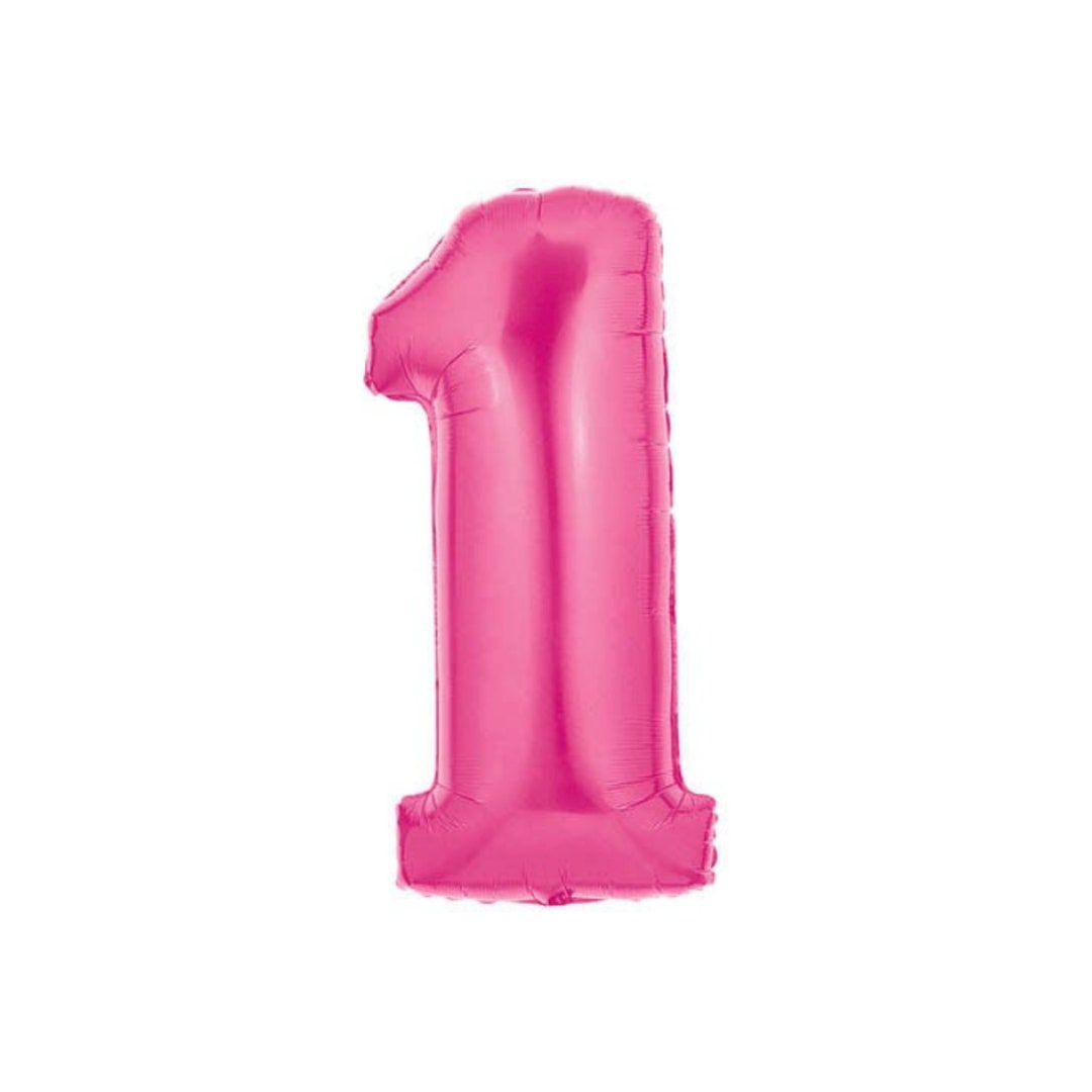 40" Hot Pink Number 1 Balloon, Large Pink Foil Balloon, Girls Birthday ...