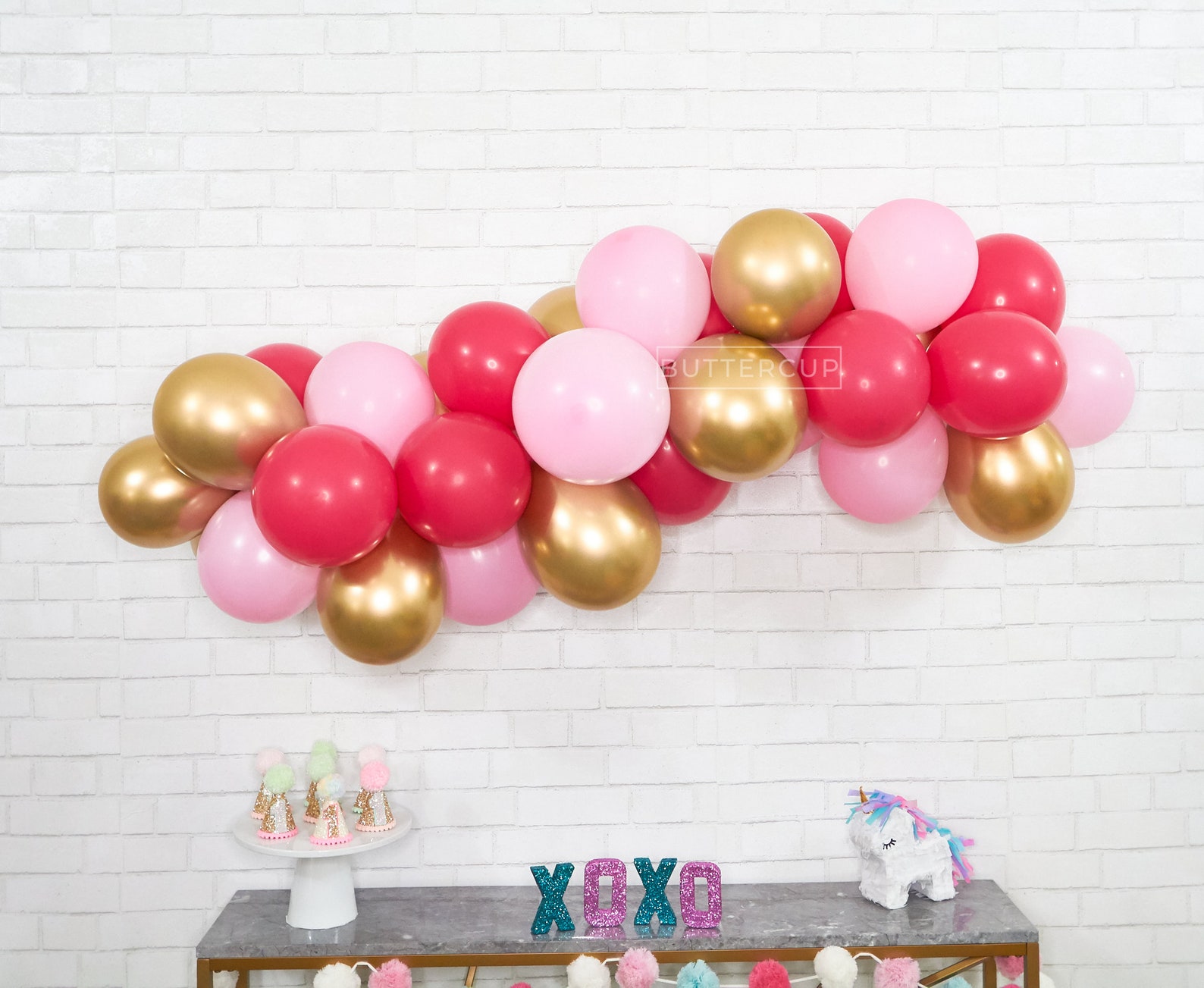 Pink & Gold Balloon Banner DIY Balloon Arch Kit Birthday | Etsy