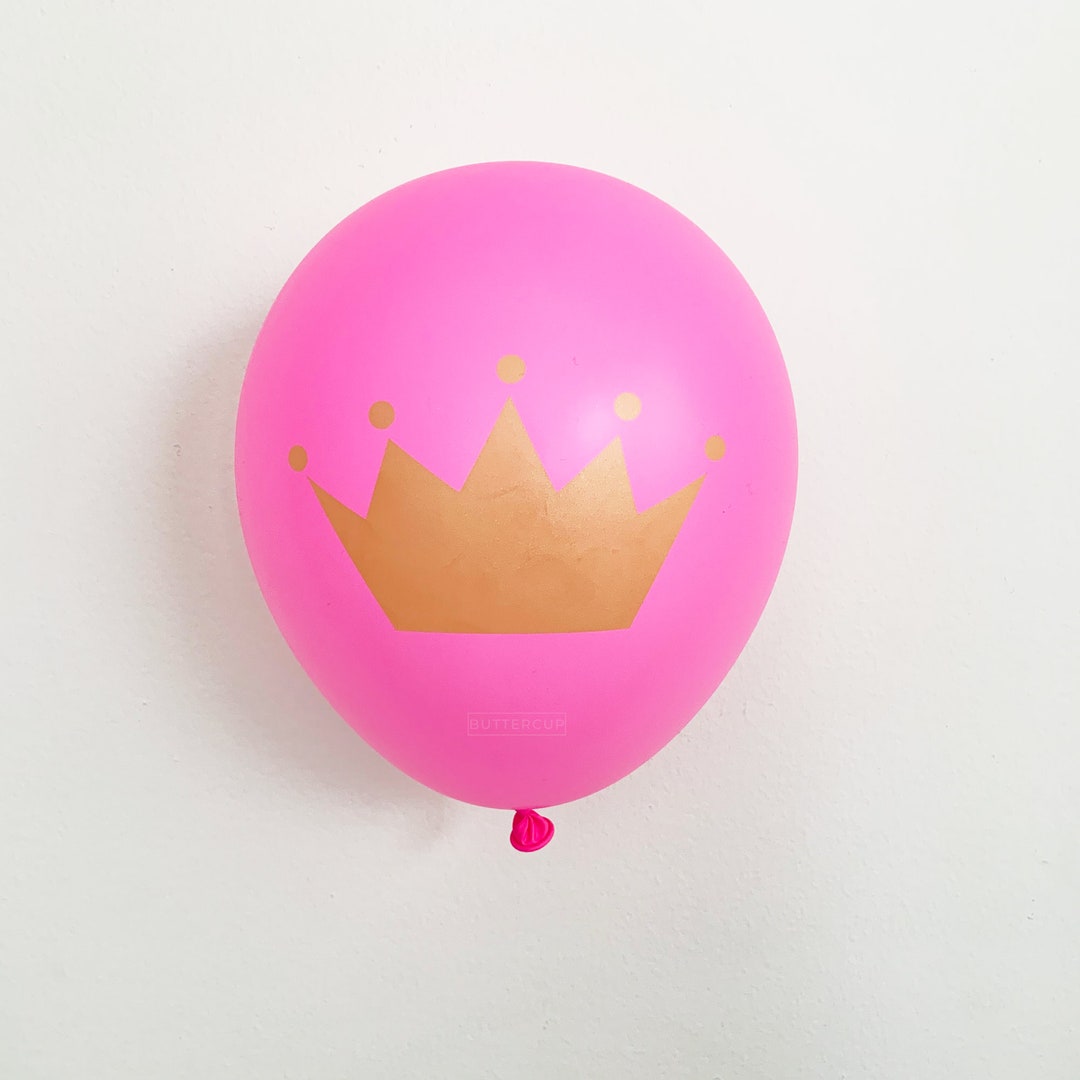 Hot Pink Princess Balloon, Gold Crown Baby Shower Decorations, Girls ...