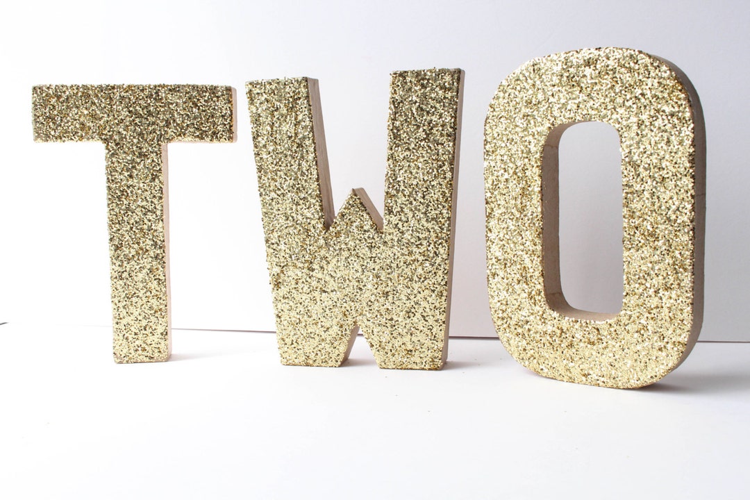 TWO Gold Glitter Letters, Birthday Party Decorations - Etsy