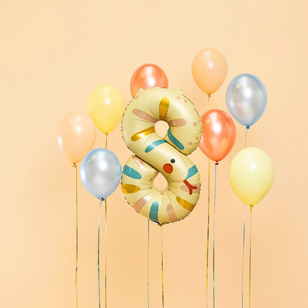 Jumbo Number #8 Snake Birthday Balloon, 8th Birthday Party Balloon ...