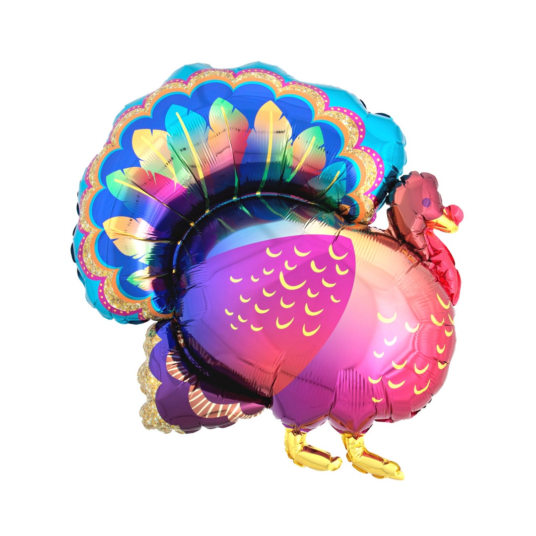 32" Sparkly Jumbo Turkey Balloon, Thanksgiving Party Table, Fall Party ...