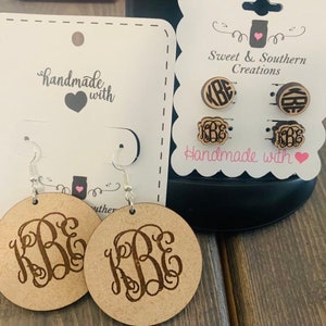 Engraved Monogram Earrings, Personalized Earrings, Custom Jewelry ...