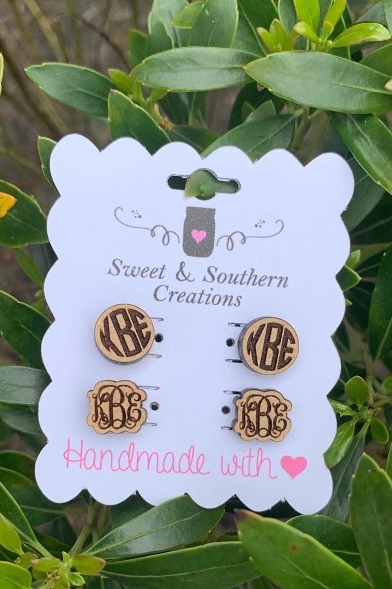 Engraved Monogram Earrings, Personalized Earrings, Custom Jewelry ...