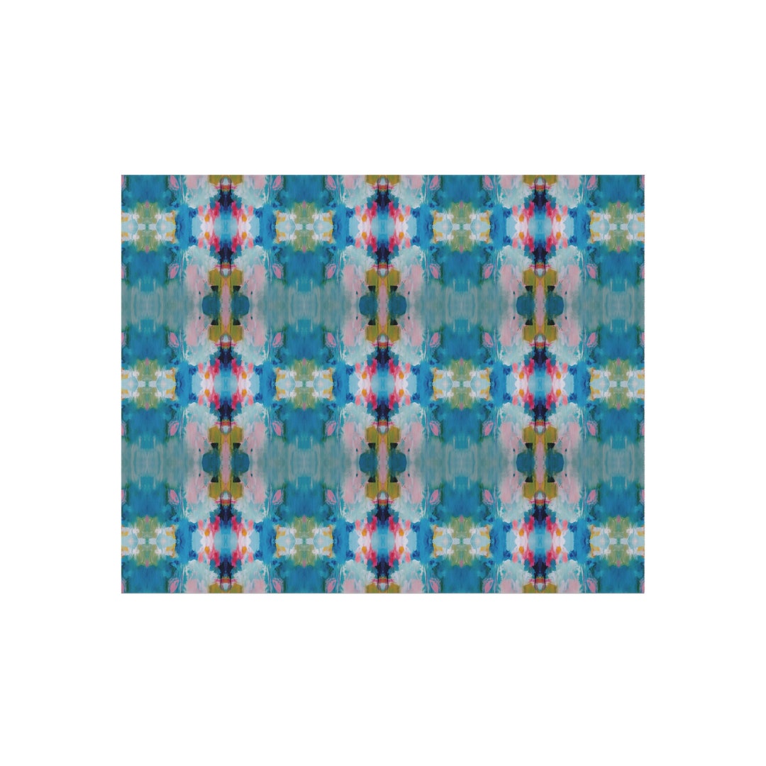 Blue, Pink & Green Sunken Gardens Chenille Rug | 4’x6’ 5’x7’ 8’x10 ...