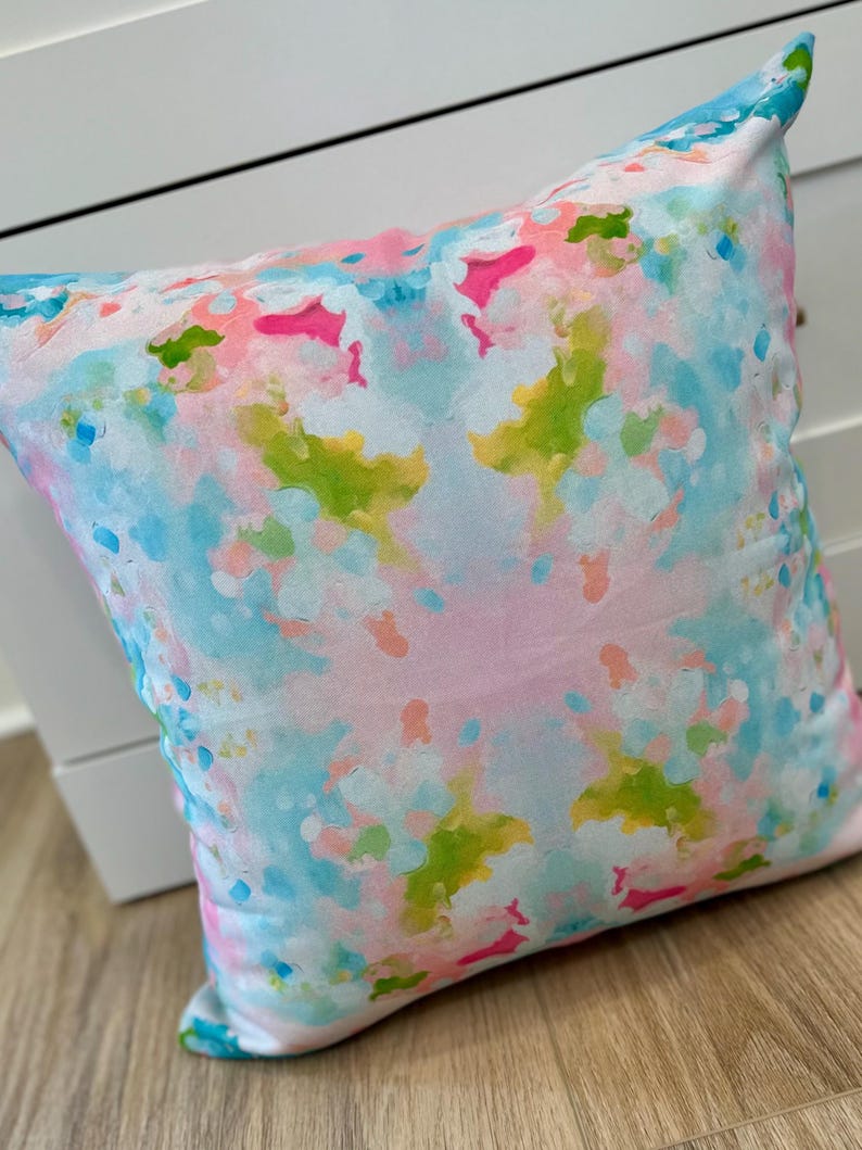 Blue, Green & Pink Snowdrops No. 2 Pillow Cover | Dorm Decor for ...