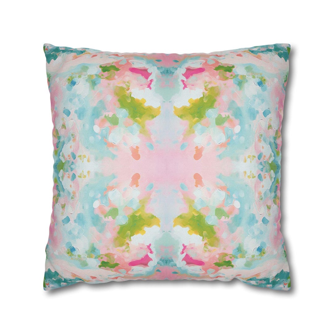 Blue, Green & Pink Snowdrops No. 2 Pillow Cover | Dorm Decor for ...