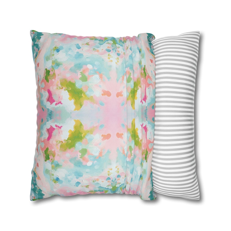 Blue, Green & Pink Snowdrops No. 2 Pillow Cover | Dorm Decor for ...