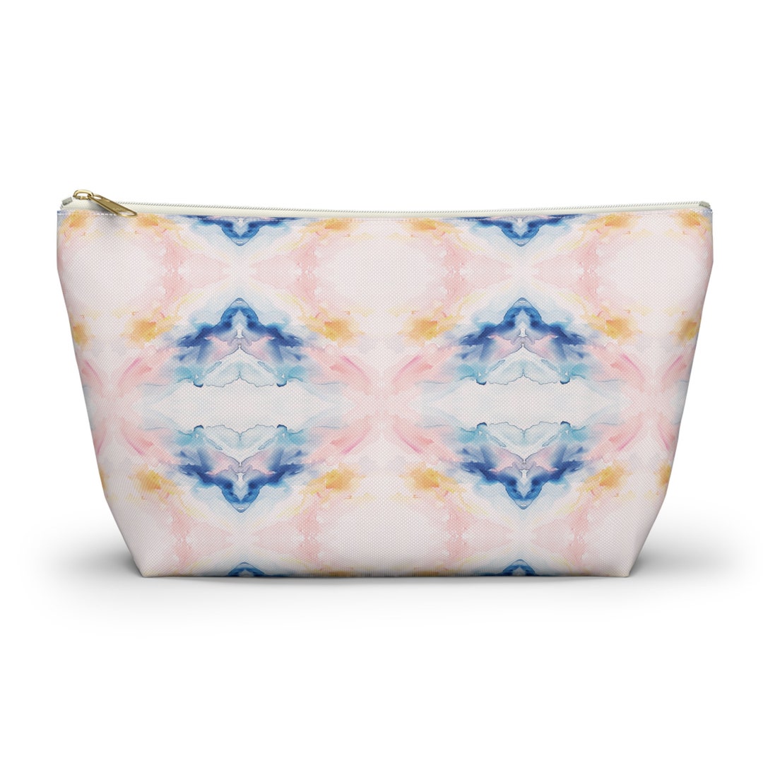 Blue & Pink Hugs and Kisses Watercolor Pouch | Perfect for Makeup, Gel ...