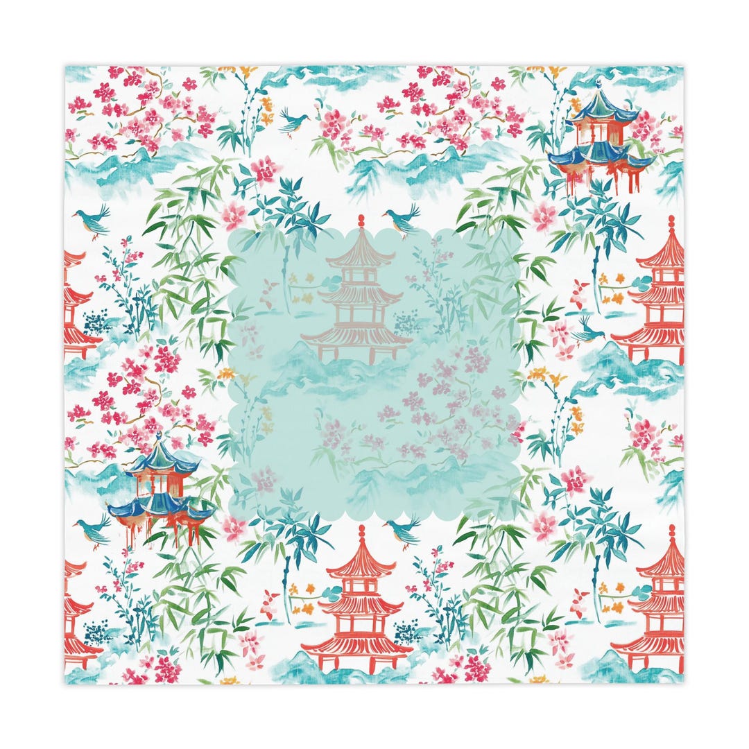 Pagoda Garden Mahjong Tablecloth | Chinoiserie | Mahjong Table Cover ...