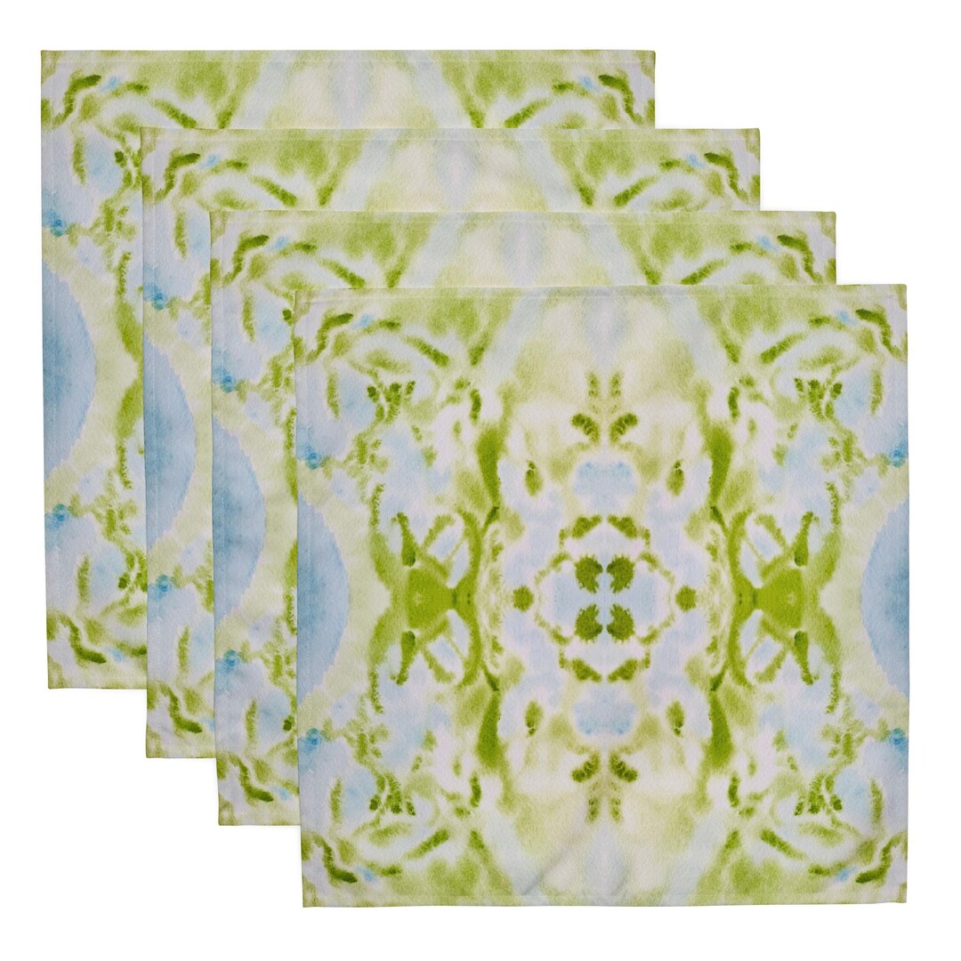 Blue & Green Monarch Farm Watercolor Cloth Napkins Set | Table Linens ...