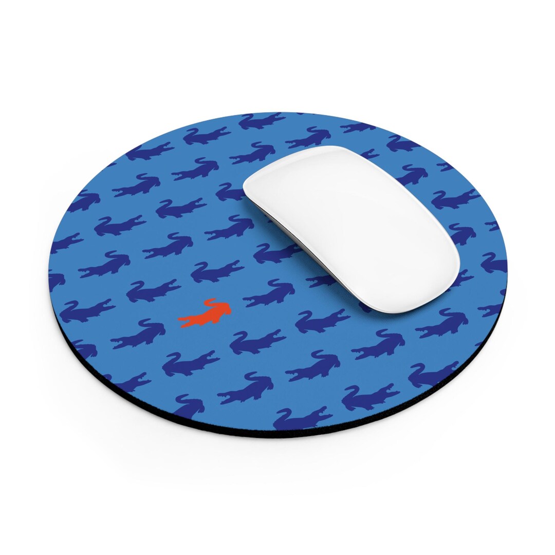 Orange & Blue on Blue Alligators Walking Mouse Pad | Preppy and Cute ...