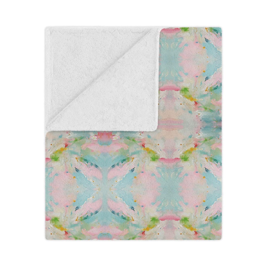 Blue, Green & Pink Pagoda Minky Blanket | Dorm Decor for College Girls ...