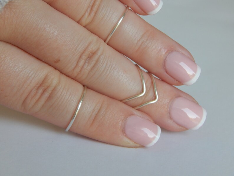 4 Midi Ring Set Adjustable Chevron Round Knuckle Set - Etsy