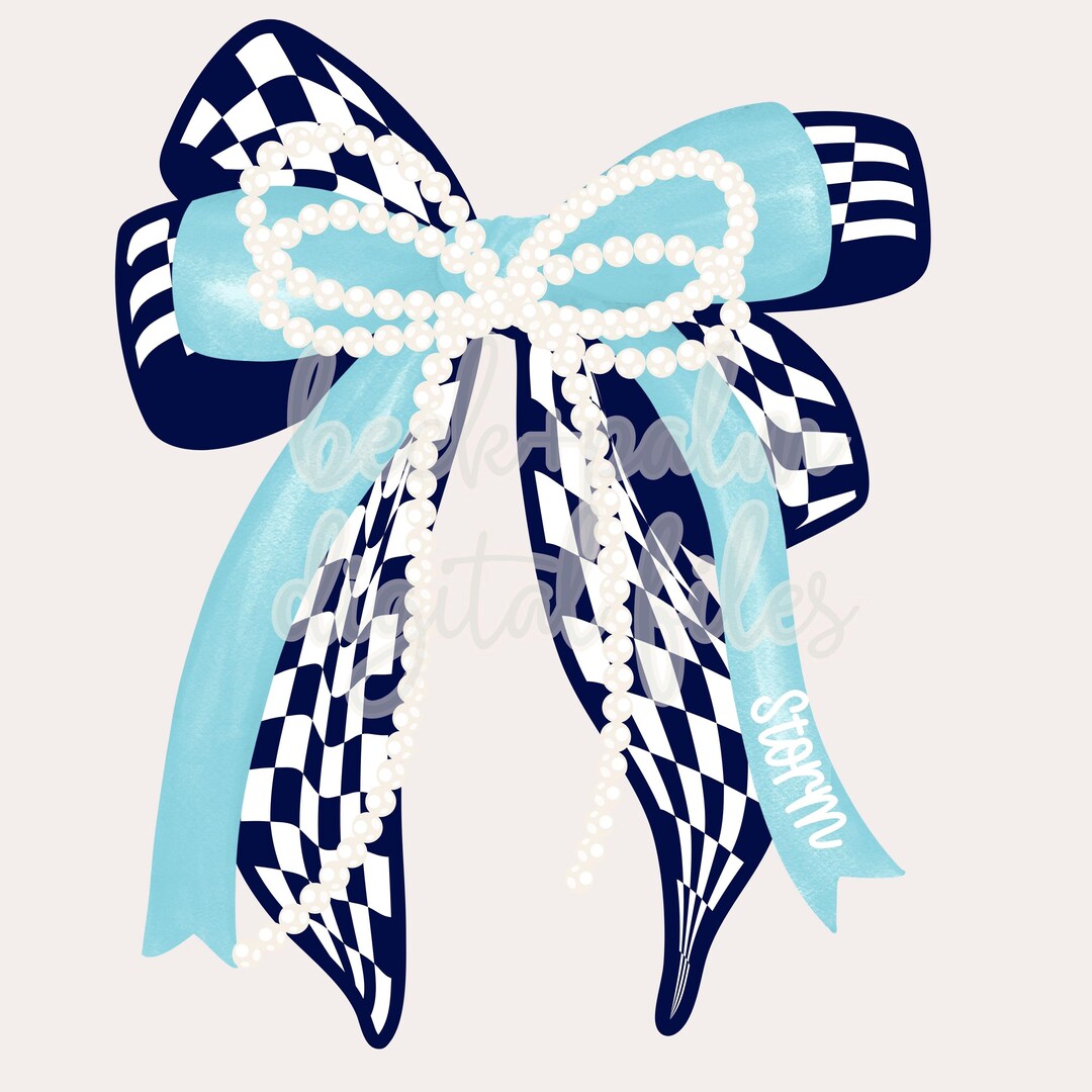 Storm Cheer Bow PNG | Navy + Columbia Blue Team Spirit (digital ...