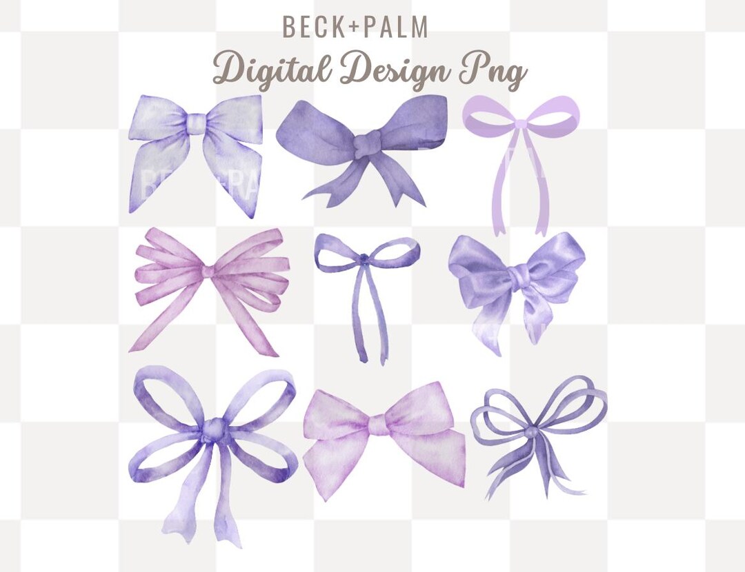 Watercolor Purple Bow Clipart | Ribbon SVG PNG Sublimation, Digital ...