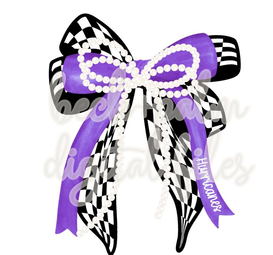 Hurricanes Purple + Black Cheer Bow SVG | Team Spirit Cut File (digital ...