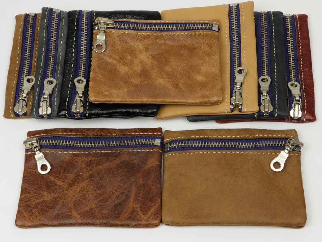 Original Coin Purse. Brown Leather Coin Purse. Leather Zipper Pouch ...