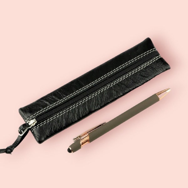 Leather Flat Pencil Case - Etsy