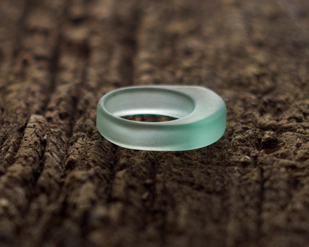 Glass Cola Bottle Ring - Mint Green Sea Glass Finish - Upcycled ...