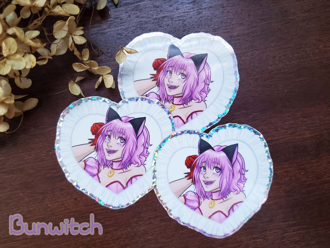 Mew Strawberry Heart Glitter Vinyl Sticker - Etsy