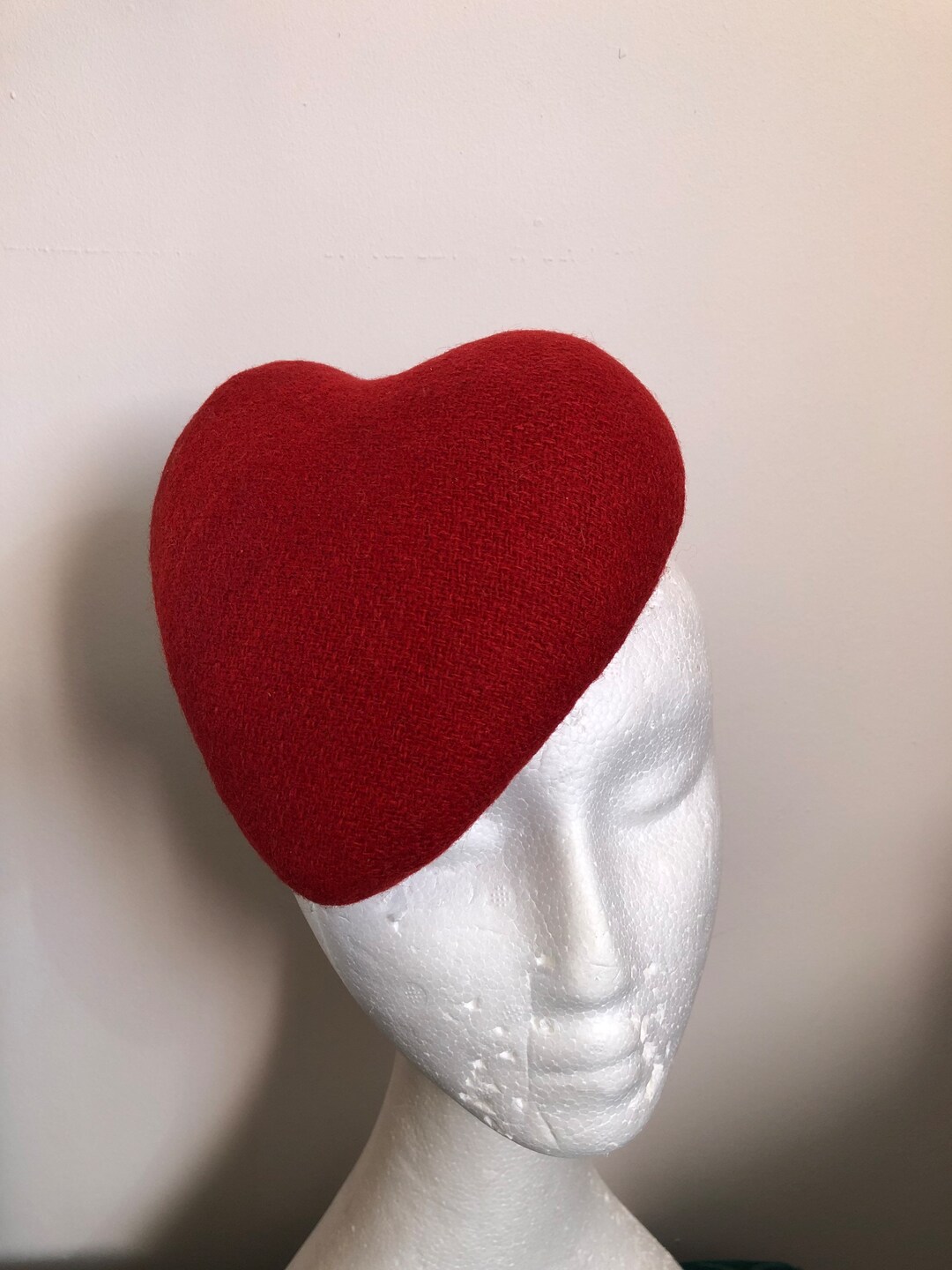 Red Welsh Wool Heart Hat Hatinator Fascinator Occasion Hat Valentine’s ...