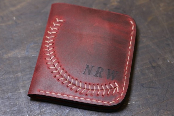 Personalized Baseball Stitch Leather Wallet Distressed Leather | Etsy