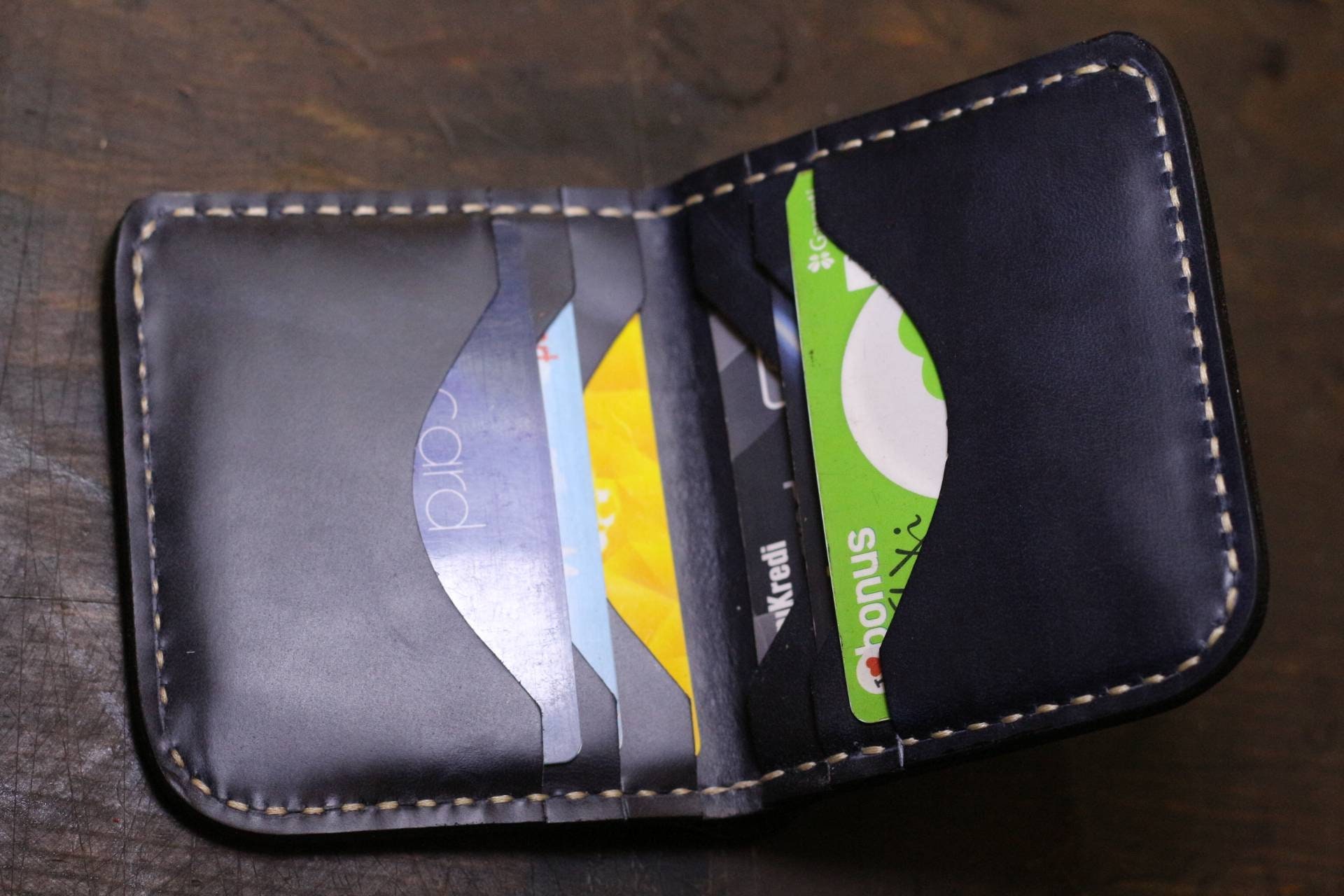 Personalized Baseball Stitch Leather Wallet Distressed Leather Baseball ...