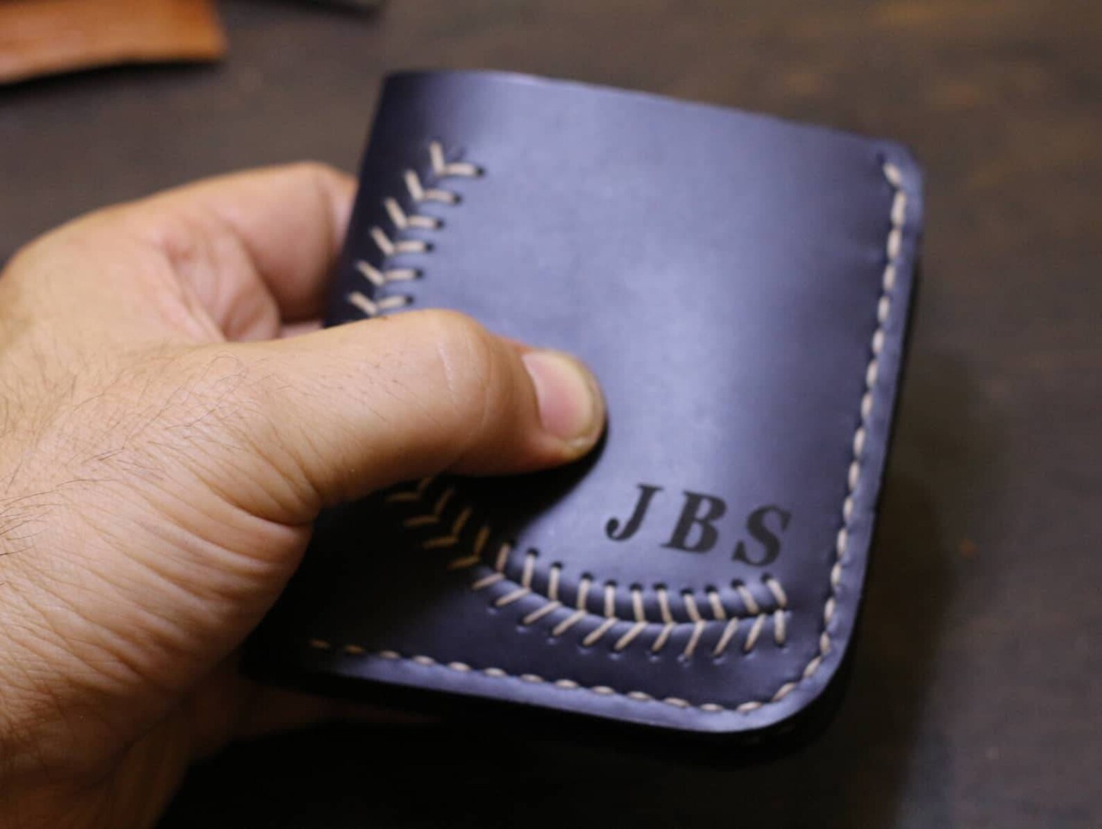 Personalized Baseball Stitch Leather Wallet Distressed Leather Baseball ...