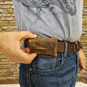 Personalized Leather Belt Card Holder: Handmade Slim Wallet Christmas ...