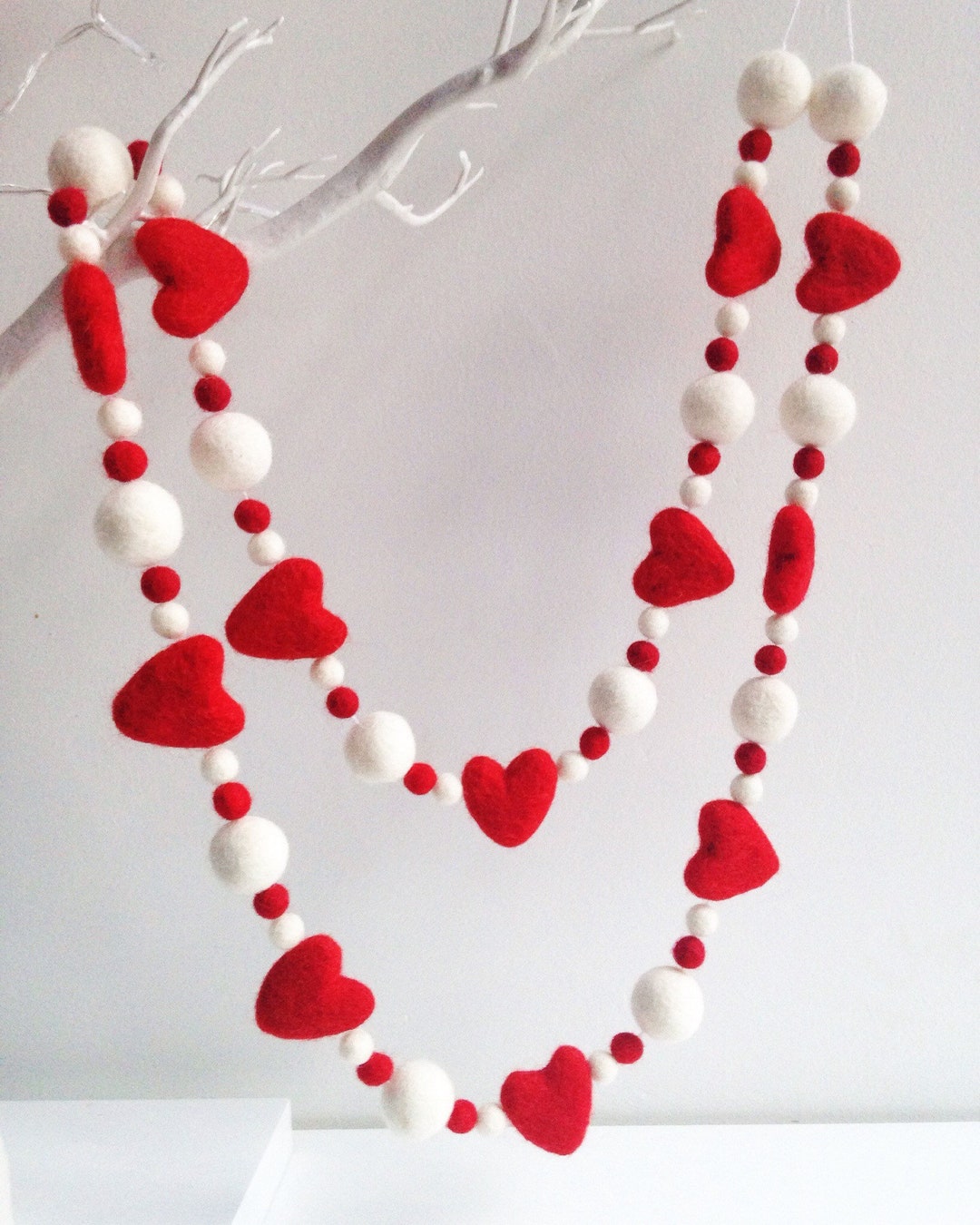 Felt Heart Garland, Felt Garland, Red Heart Garland, Mothers Day Gift ...