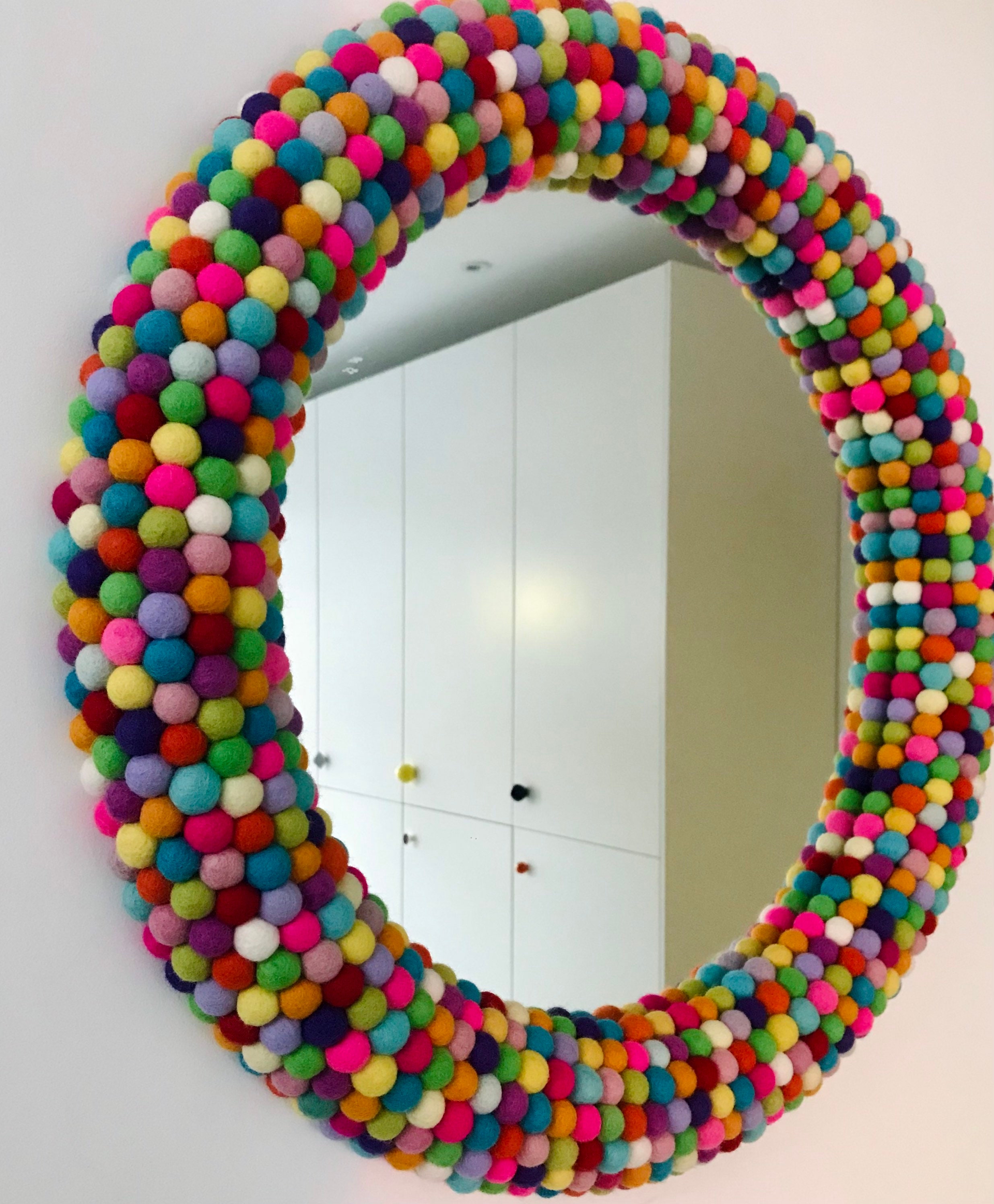 27 Rainbow Pom Pom Statement Mirror Unique Wall Mirror. | Etsy