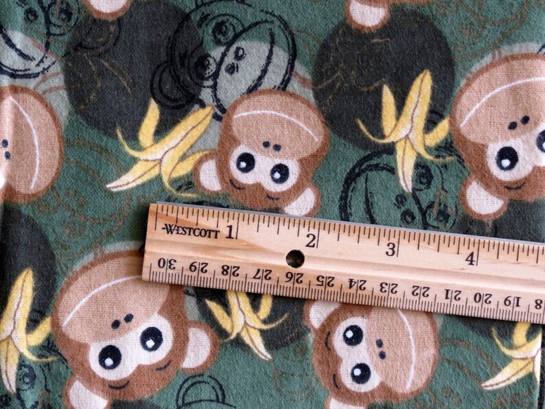 Monkey Fabric Flannel Fabric Monkeys JoAnn's Green | Etsy
