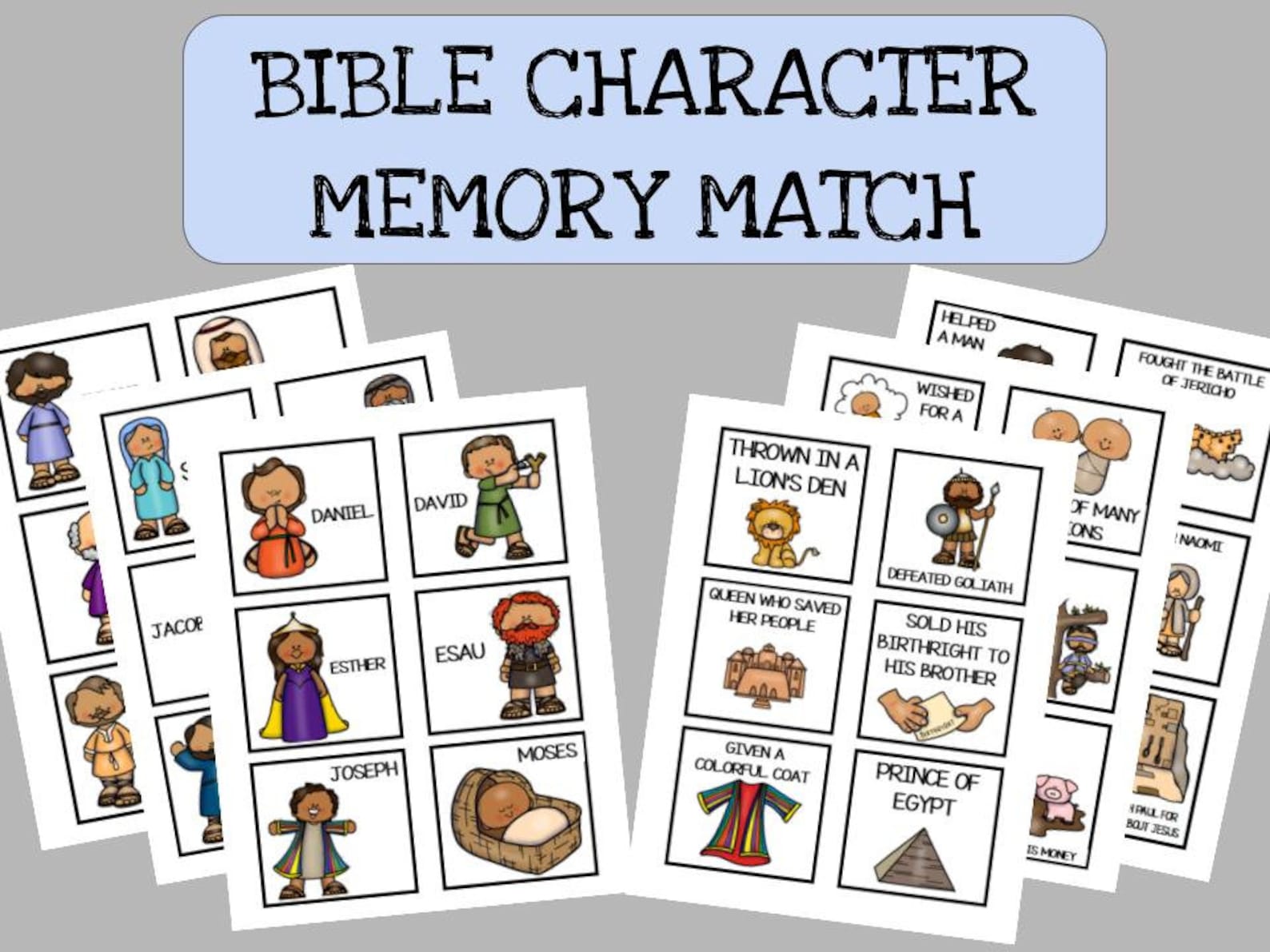 Bible Character Memory Match Game: Match Bible Characters With Their ...