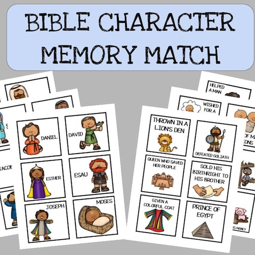 Bible Character Memory Match Game: Match Bible Characters With - Etsy