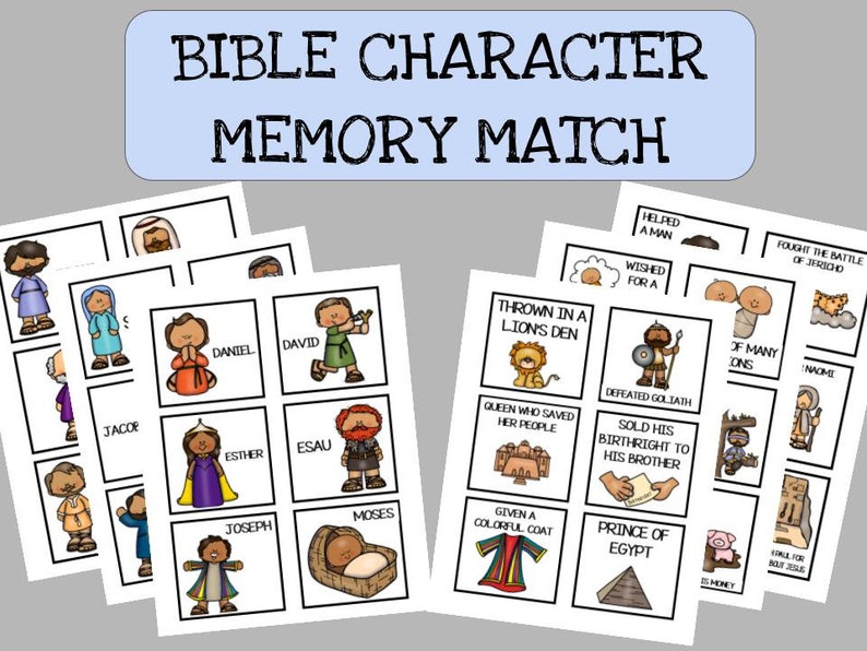 Bible Character Memory Match Game: Match Bible Characters With Their ...