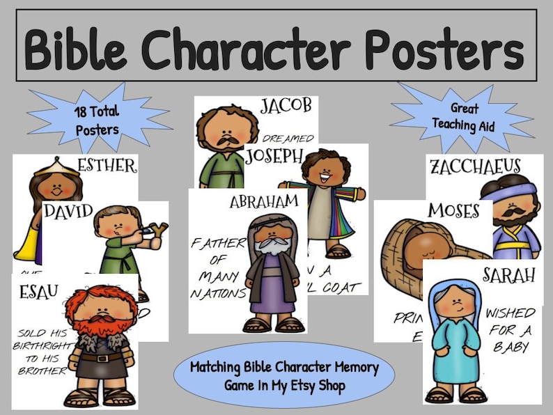 Bible Character Posters and Teaching Aid (matches Bible Character ...