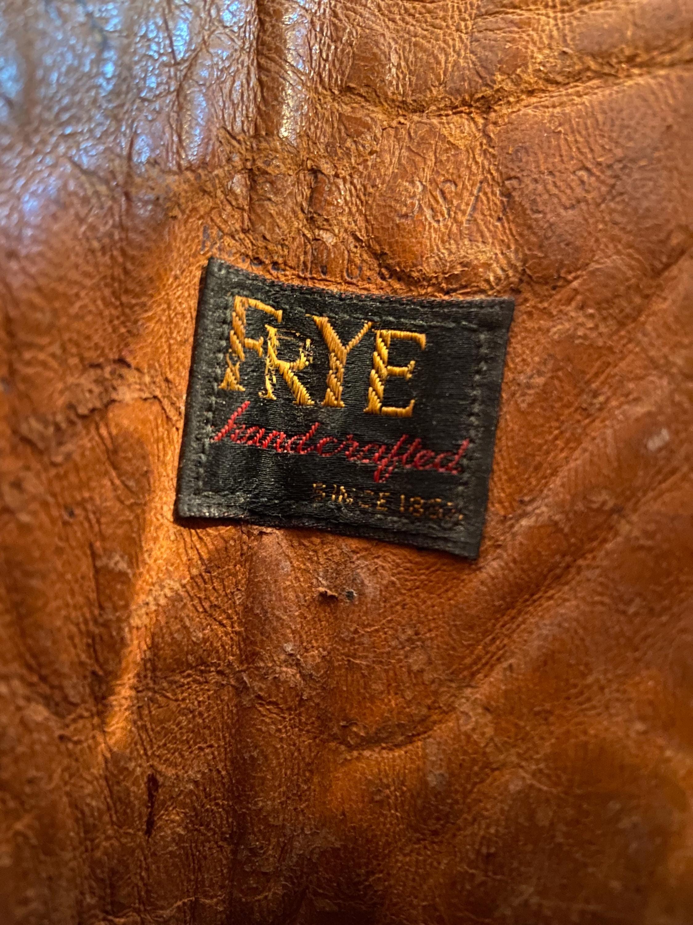 Vintage Distressed FRYE Black Label Campus Boots Banana Leather Square ...