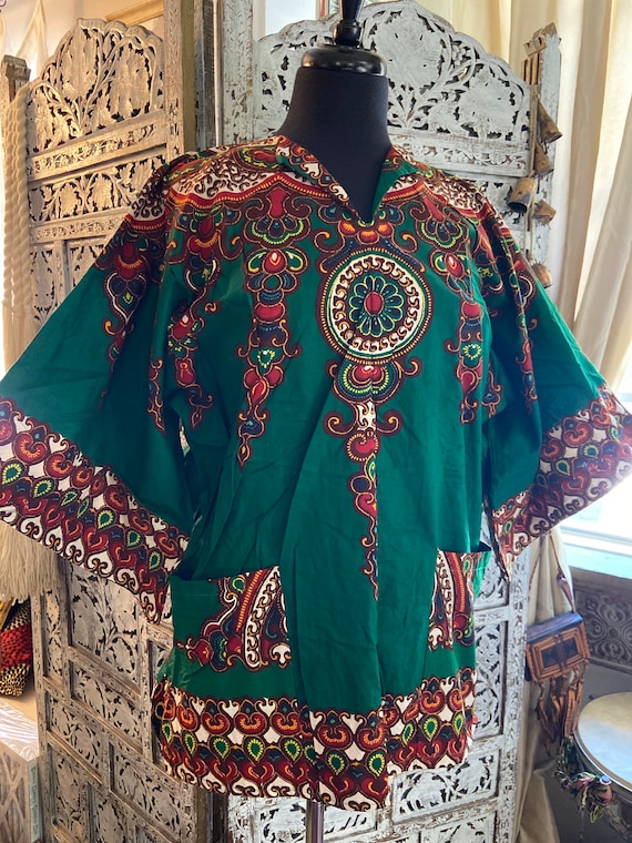 Vintage Hatari Emerald Green Dashiki Shirt Medium | Etsy