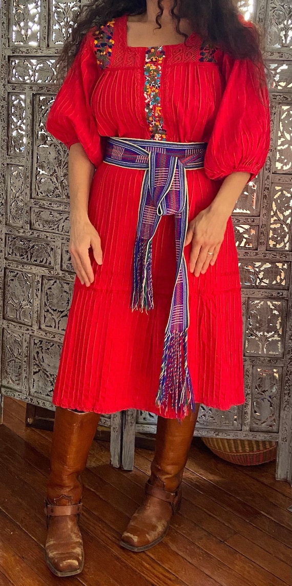 mexican embroidered dress red - Gem
