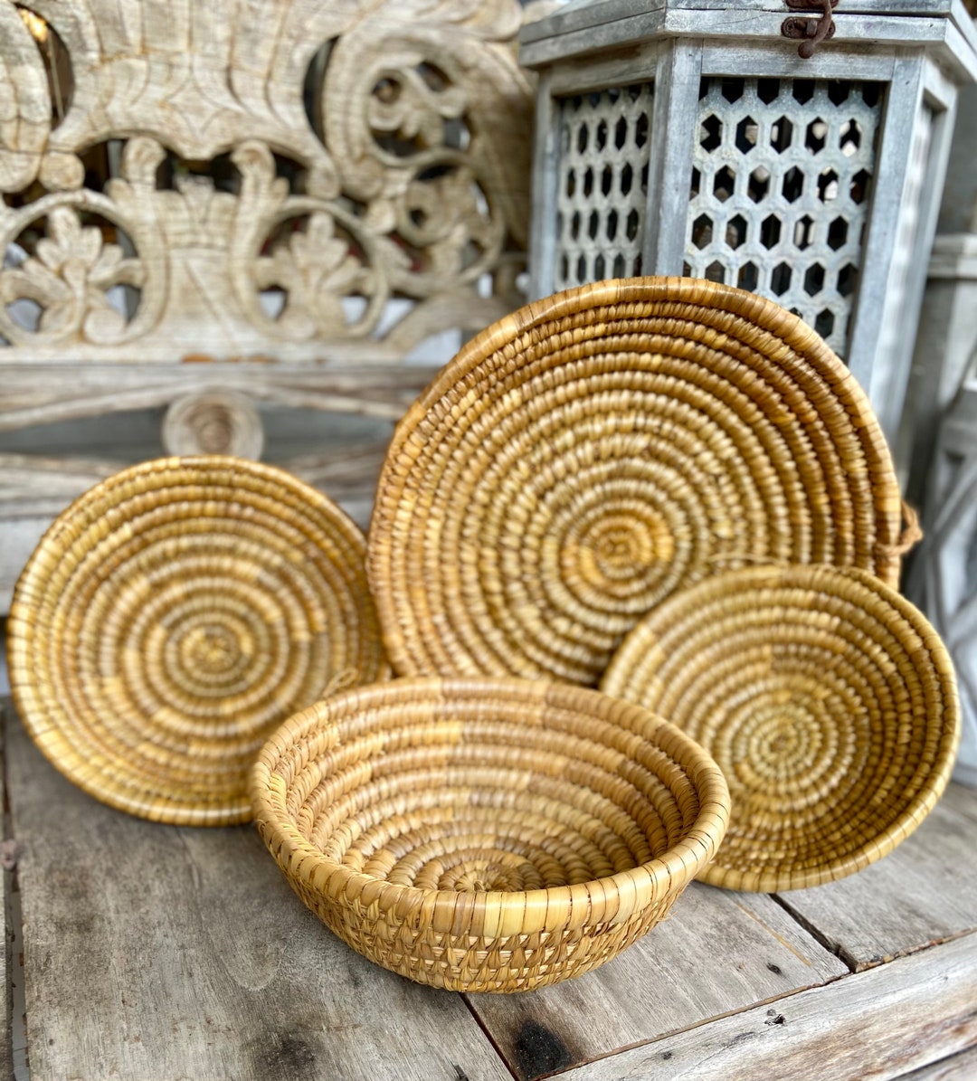 Set of 4 Woven Baskets Natural Tan - Etsy