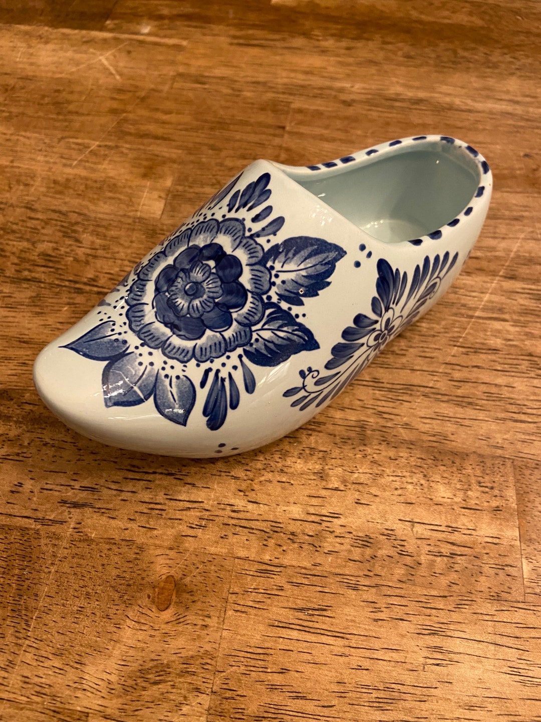 Vintage Ceramic Dutch Shoe Clog Holland Decor Blue White Flowered - Etsy