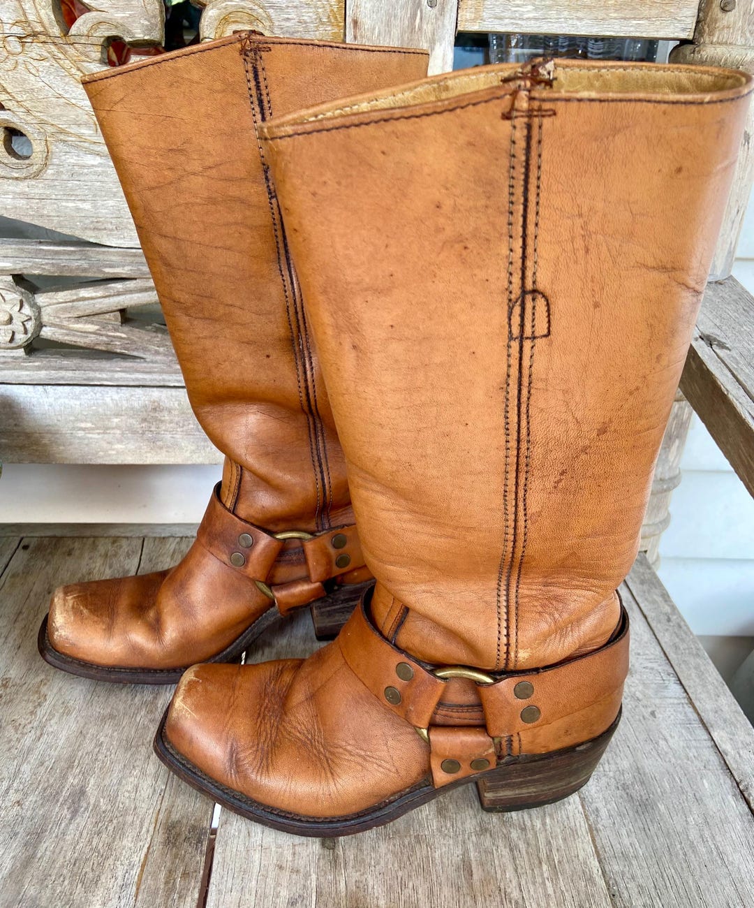 Vintage Distressed FRYE Black Label Campus Brown Leather Square Toe ...