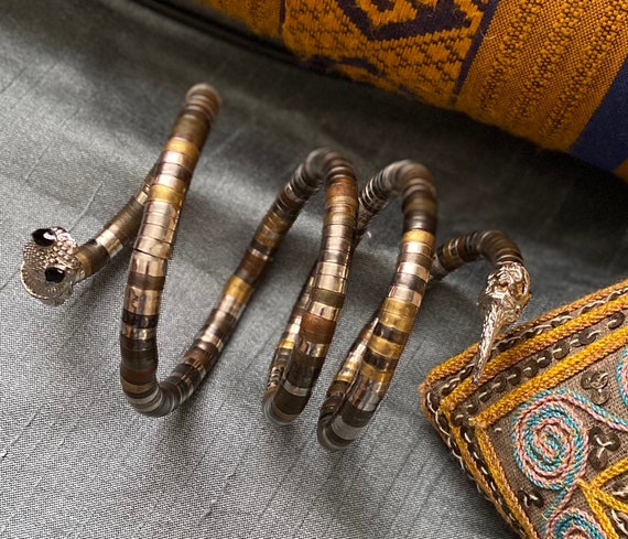 Cleopatra snake coiled braclet armlet metal copper si… - Gem