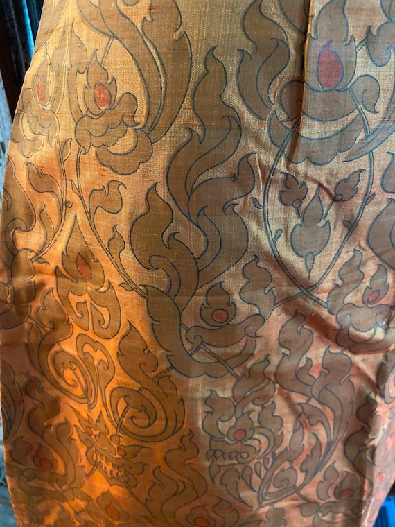 Vintage 60s 70s orange print indian print maxi skirt - Gem