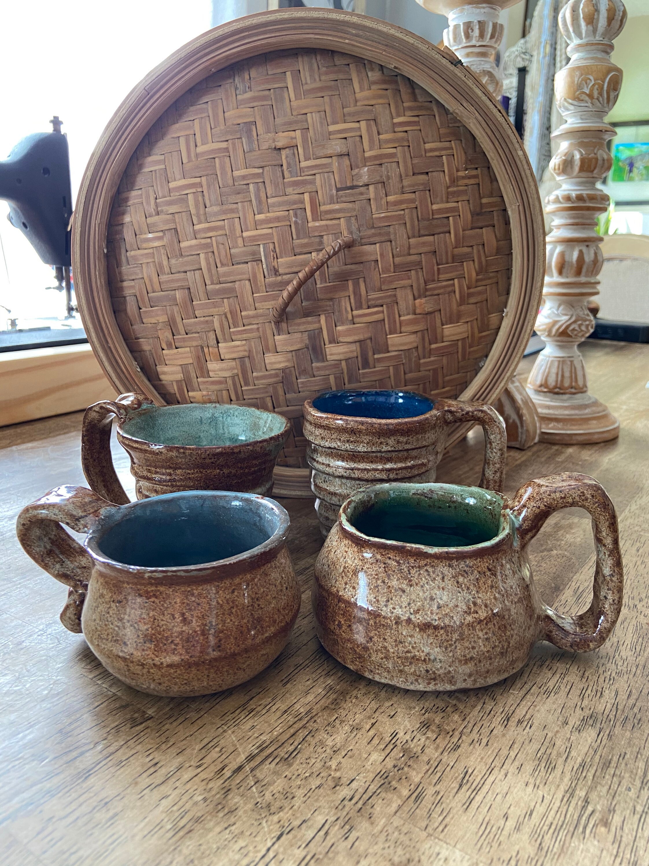 Set of 4 Vintage 90s Handmade Pottery Mugs - Etsy
