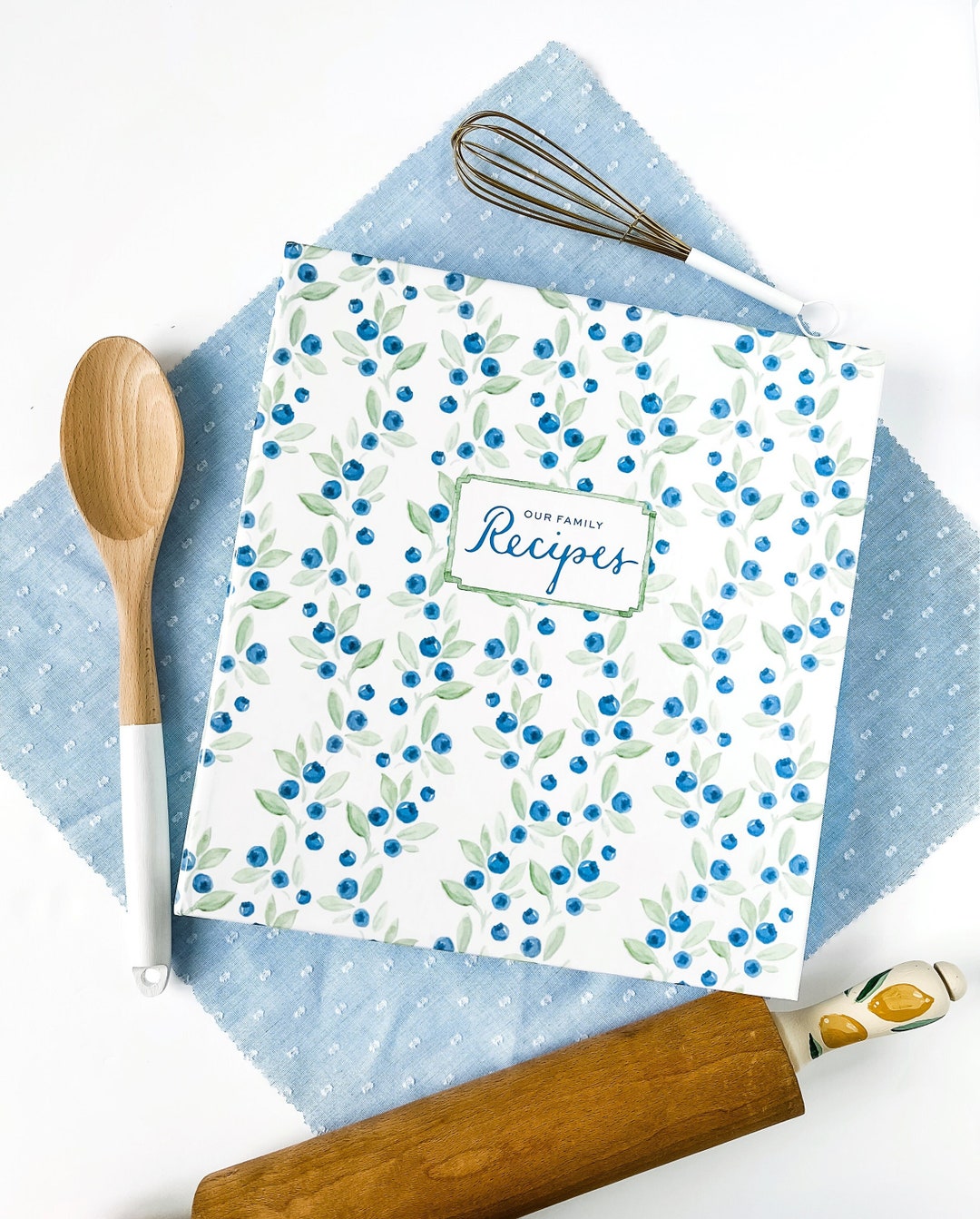 Family Recipe Binder, Blueberry Pattern, 8.5 X 11 Binder, 3 Ring Binder ...