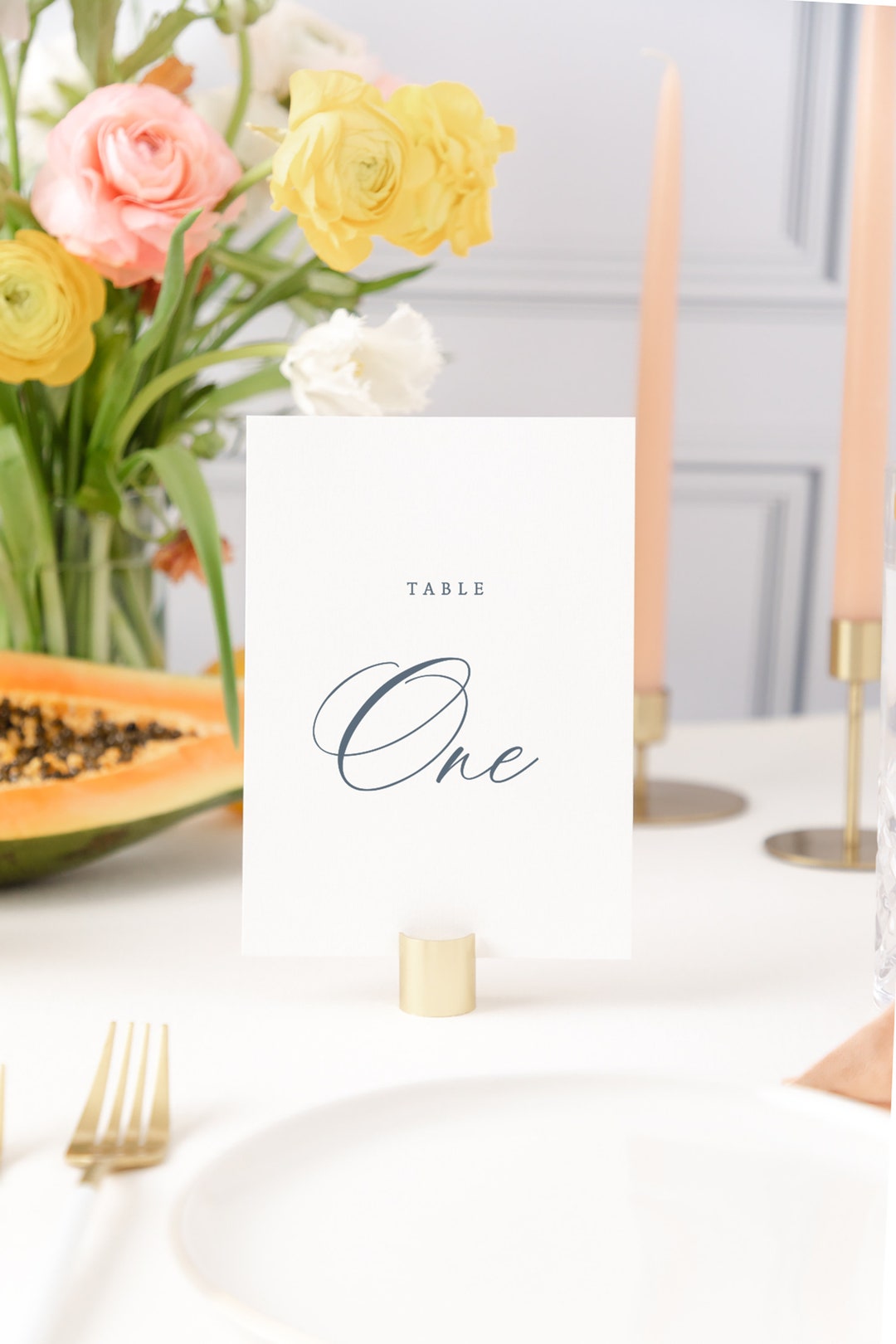 Romantic Script Wedding Reception Table Numbers, Calligraphy Style ...