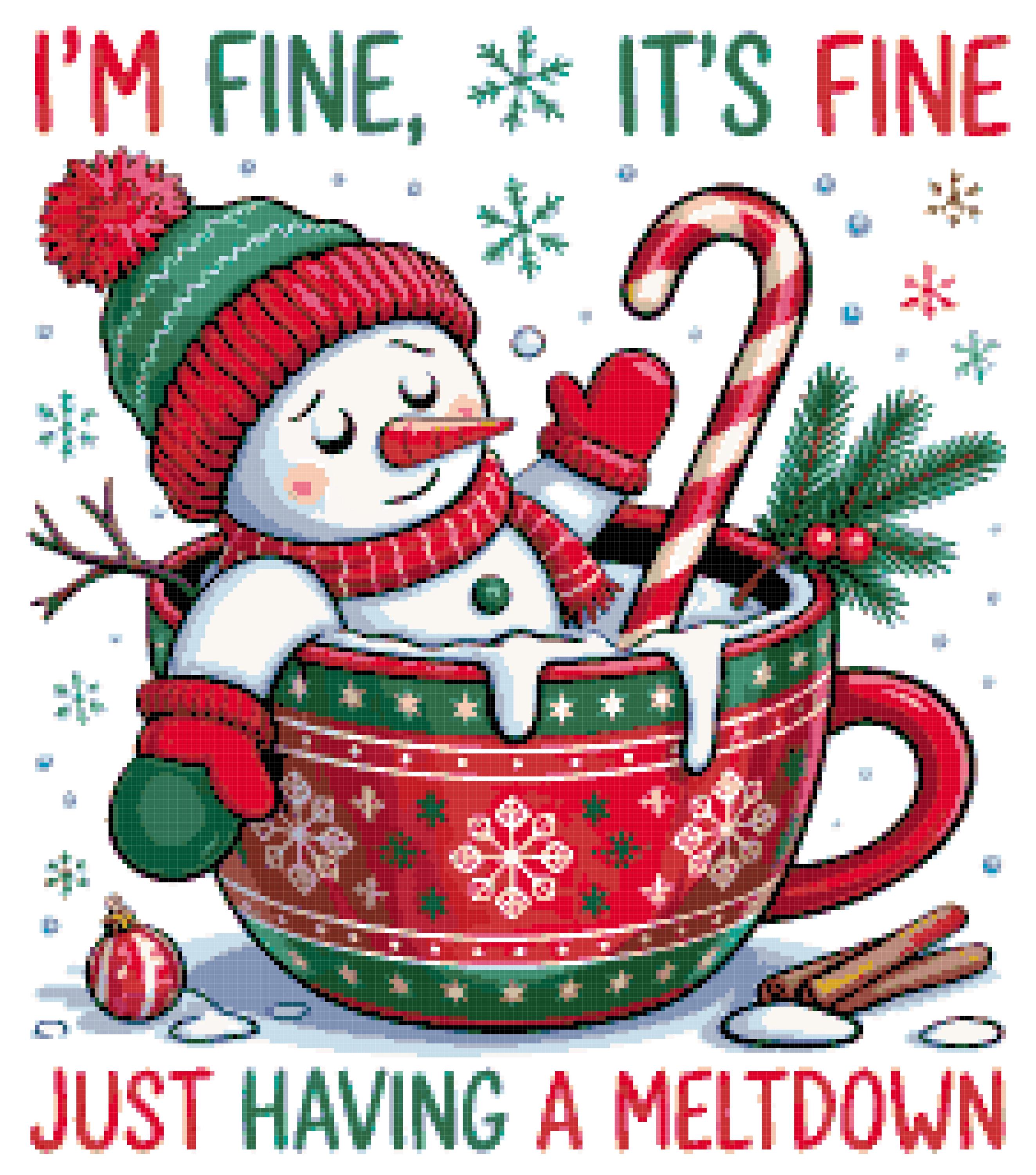 Meltdown Snowman Pattern: Funny Holiday Cross Stitch (PDF Pattern) - Etsy