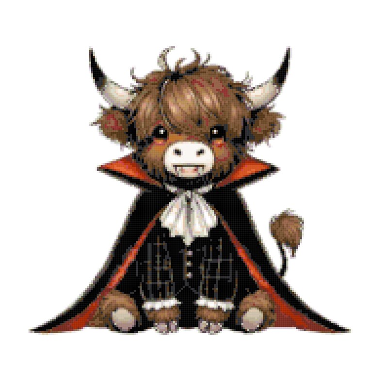 Highland Cow Vampire Cross Stitch Pattern: Halloween Embroidery (PDF ...